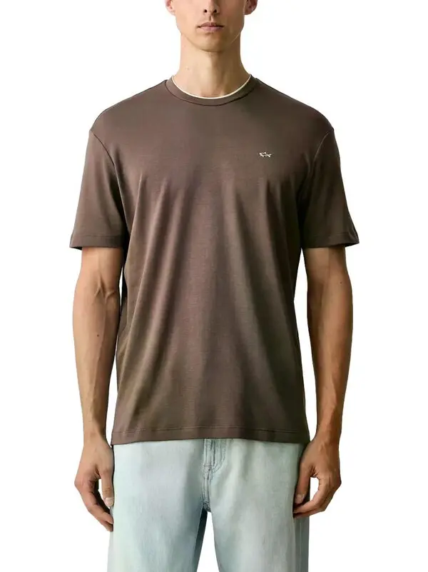 Paul & Shark Logo-plaque Layered-neck T-shirt - Brown