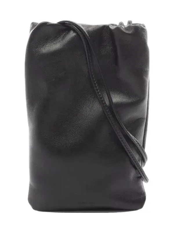 THE ROW Leather Bourse Shoulder Bag - Black