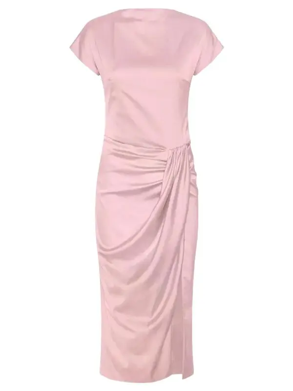 ROTATE BY BIRGER CHRISTENSEN Ruched Cap-sleeve Midi Dress - Pink