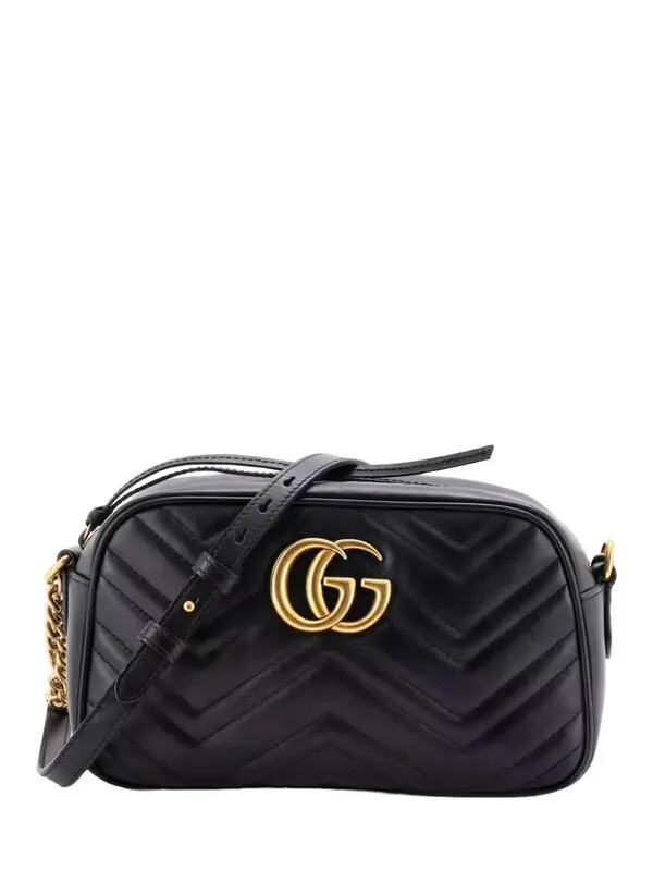 Gucci Gg Marmont Shoulder Bag Matelasse Leather Cross Body Bag - Black