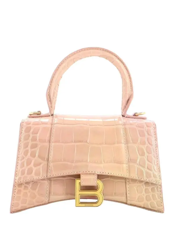 Balenciaga Croc Effect Embossed Leather Xs Satchel - Neutrals
