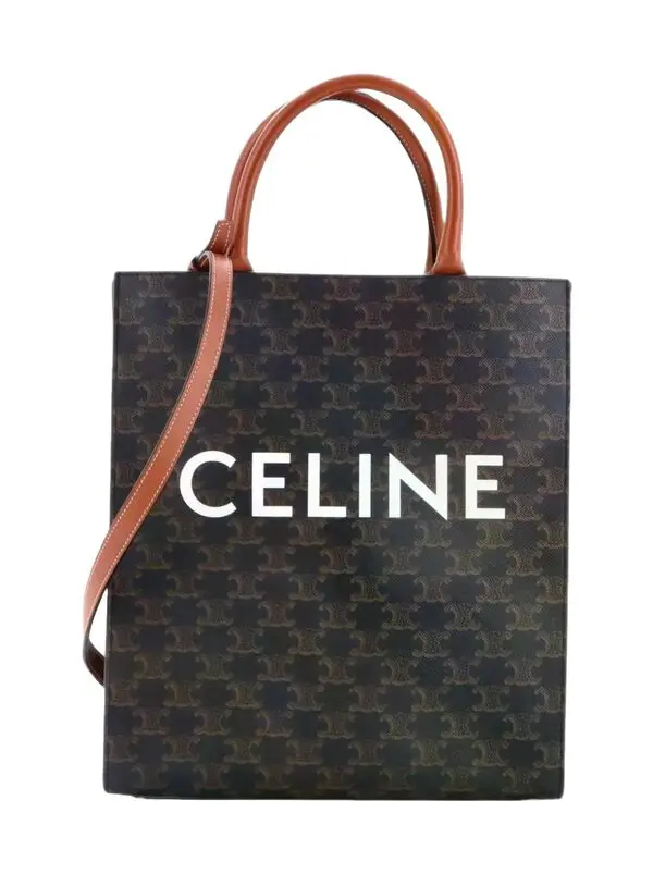 Celine Vertical Cabas Triomphe Coated Canvas Tote Bag - Brown