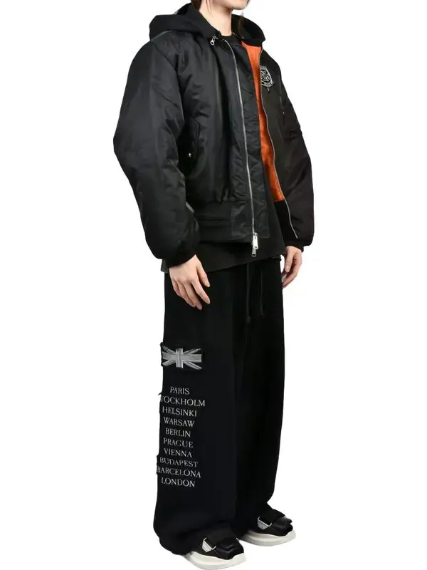 N.HOOLYWOOD Hooded Ma-1 Bomber Jacket - Black
