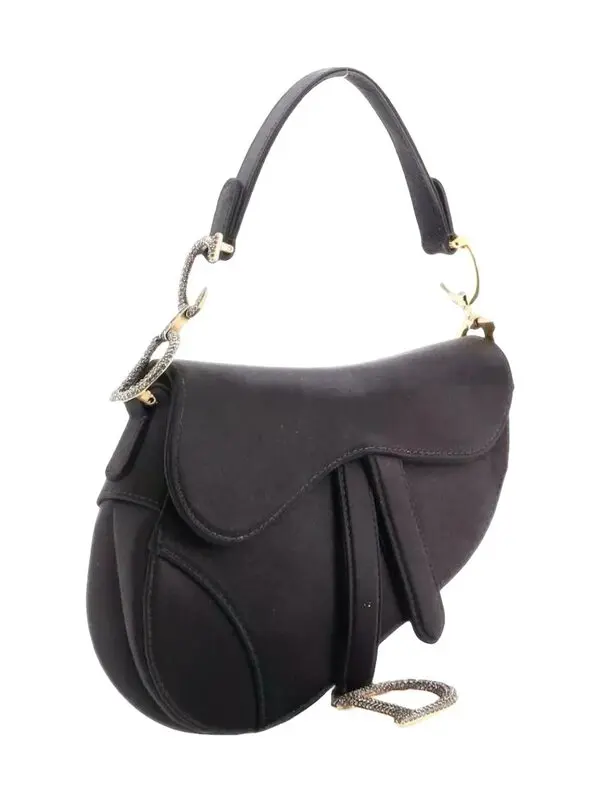 Dior Satin With Crystals Mini Shoulder Bag - Black
