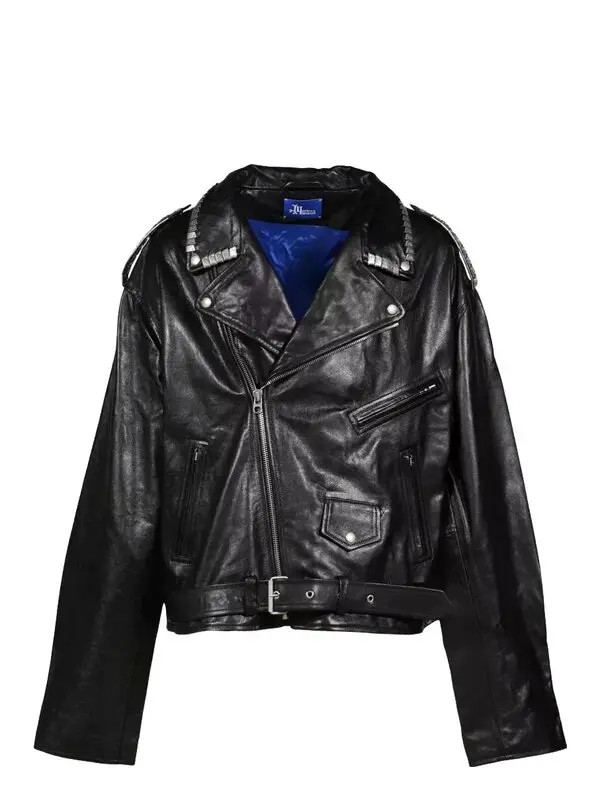 MARKING DISTANCE Big Baby Leather Biker Jacket - Black