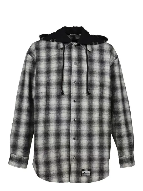 N.HOOLYWOOD Check Hooded Shirt - Grey