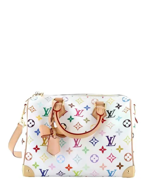 LOUIS VUITTON X Takashi Murakami Speedy Soft Bandouliere Bag Monogram Multicolor 25 Satchel - White