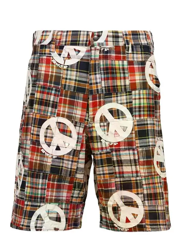 SWJP Madras Patchwork Shorts - Brown