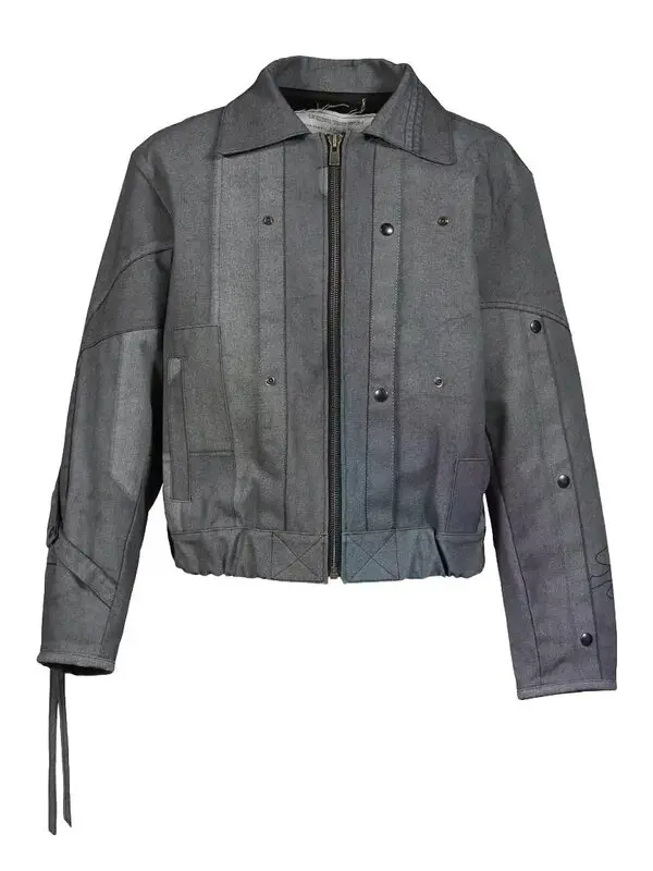 UNDER THE SIGN Patchwork Waxed Cotton Bomber Jacket - Grey