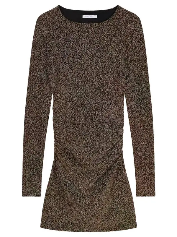 Patrizia Pepe Ruched Metallic-effect Mini Dress - Brown