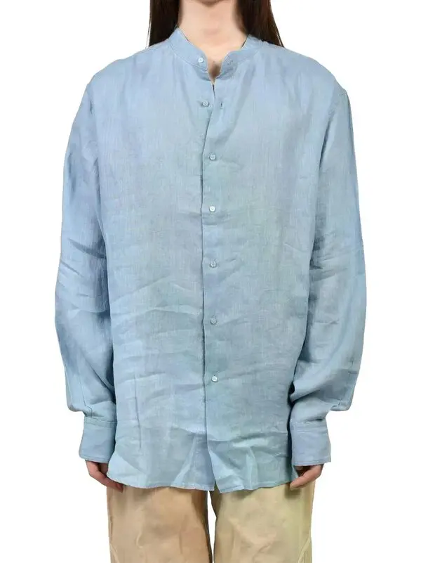 NO BISHOP NO KING Linen Shirt - Blue