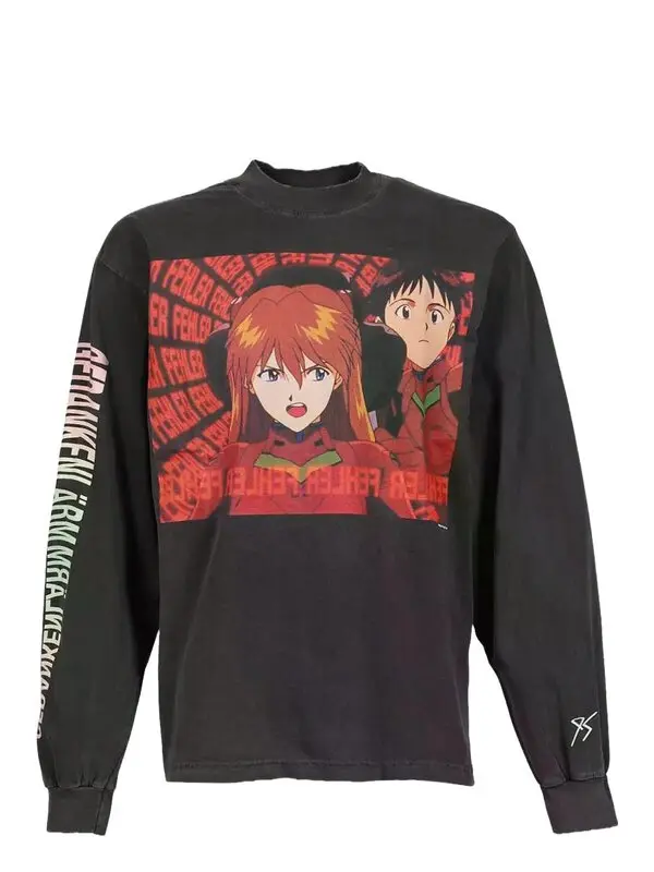 EVANGELI0N 95 Graphic-print Long-sleeve T-shirt - Black