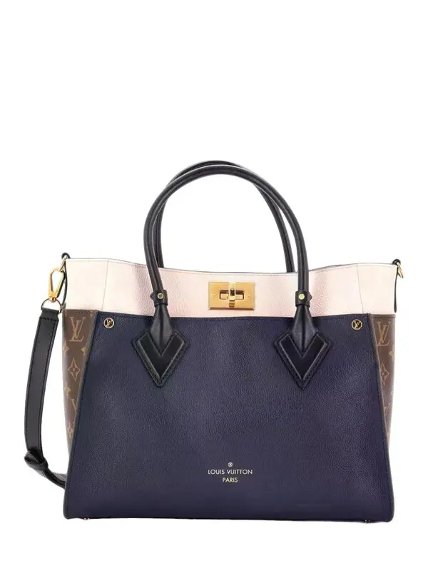 LOUIS VUITTON On My Side Leather With Monogram Canvas Mm Tote Bag - Blue