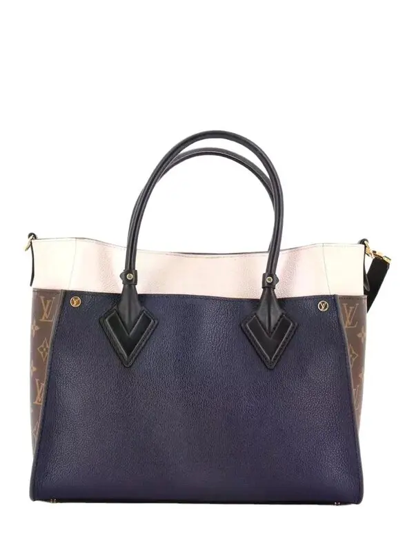 LOUIS VUITTON On My Side Leather With Monogram Canvas Mm Tote Bag - Blue