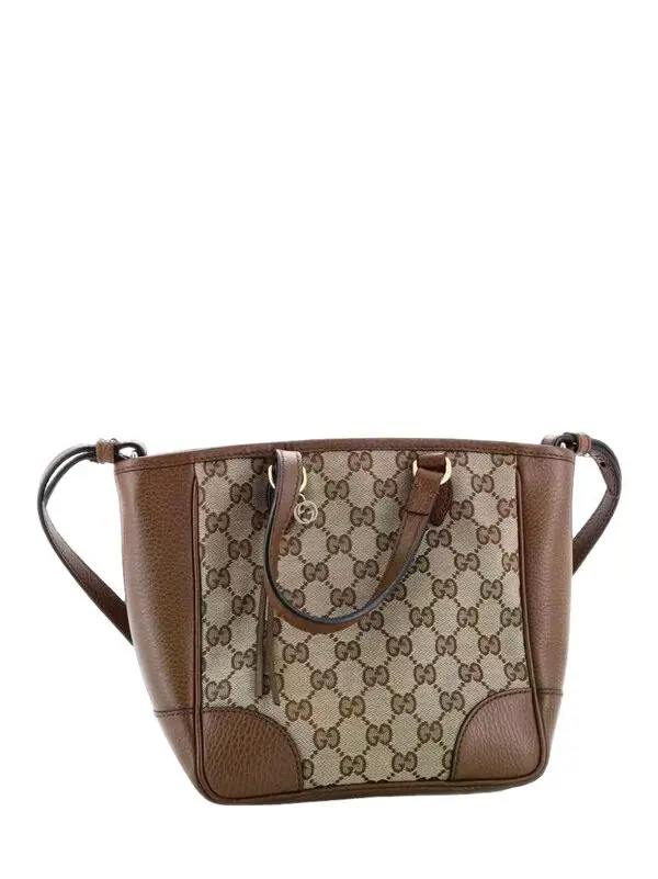 Gucci Bree Convertible Tote Gg Canvas With Leather Small Crossbody Bag - Brown