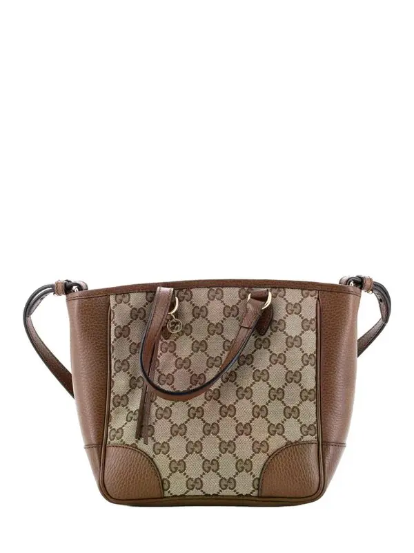 Gucci Bree Convertible Tote Gg Canvas With Leather Small Crossbody Bag - Brown
