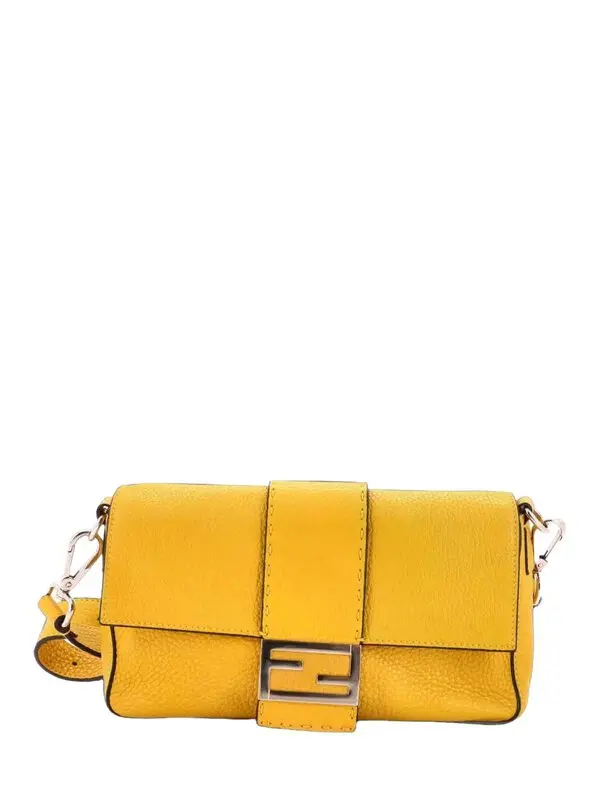 Fendi Selleria Baguette Convertible Leather Medium Belt Bag - Yellow