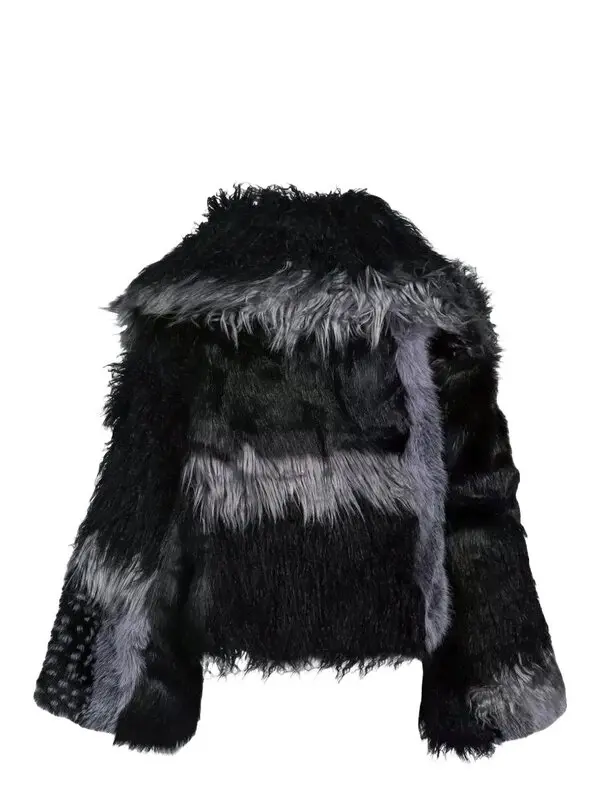 JADED LONDON Oksana Faux-fur Patchwork Asymmetric Jacket - Black