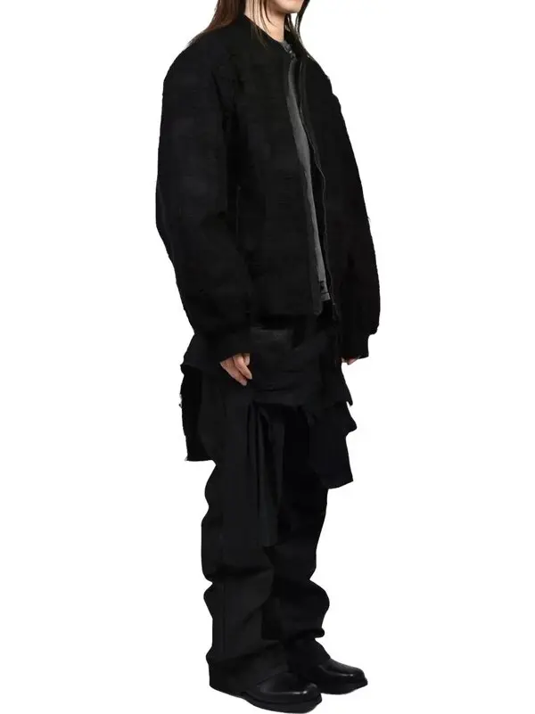 TROUBLED WATERS Mummy Distressed Bomber Jacket - Black