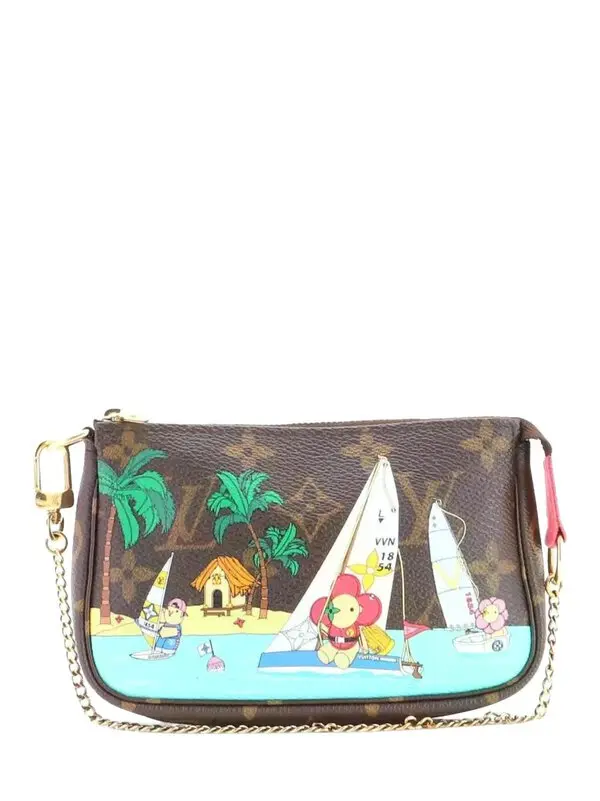 LOUIS VUITTON Pochette Accessoires Limited Edition Vivienne Xmas Monogram Canvas Mini Clutch Bag - Brown