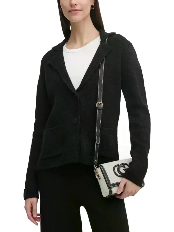 Sisley Notched-lapel Button-up Cardigan - Black