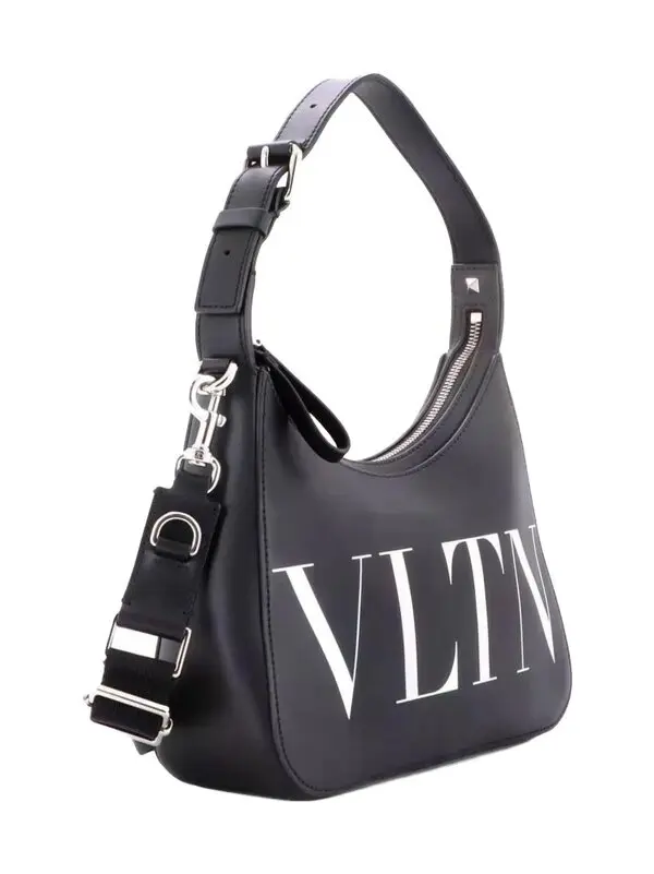 Valentino Garavani Vltn Printed Leather Hobo Bag - Black