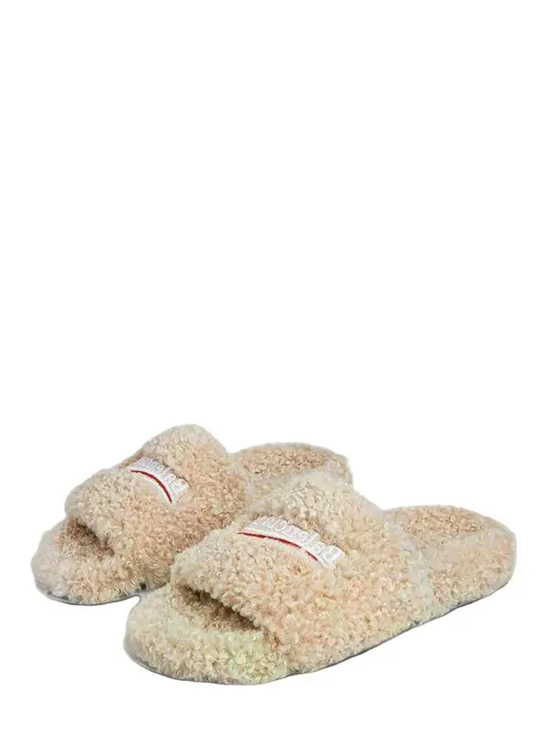 Balenciaga Faux-shearling Political Slides - Neutrals