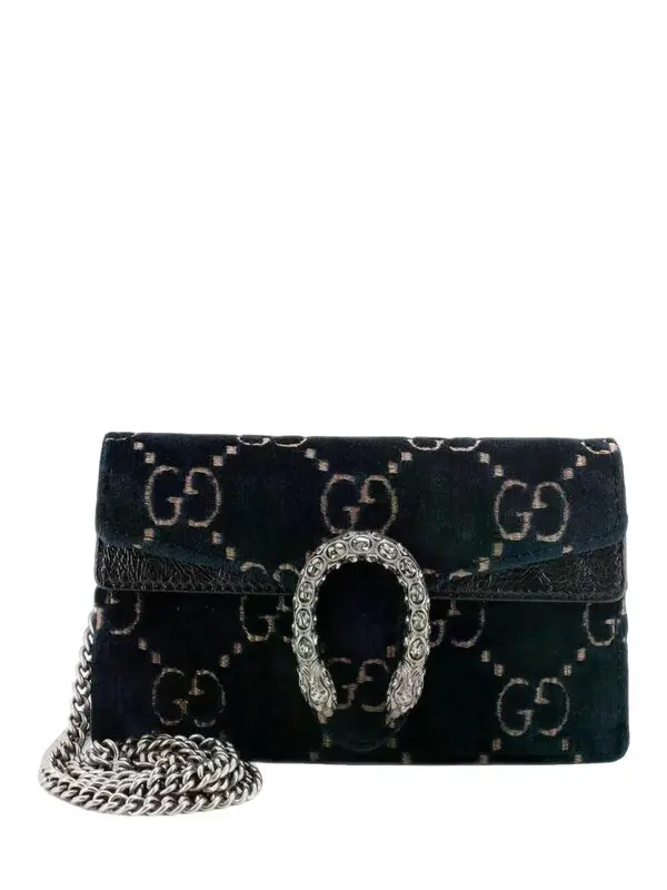 Gucci Dionysus Bag Gg Velvet Super Mini Crossbody Bag - Blue