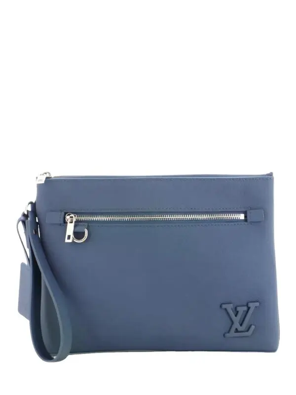 LOUIS VUITTON Aerogram Leather Ipad Pouch Clutch Bag - Blue