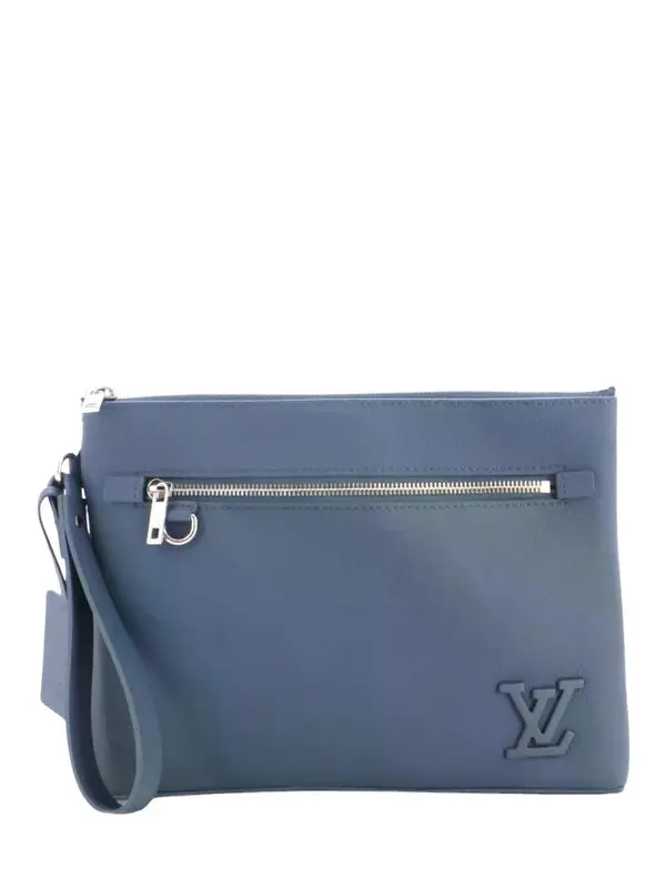LOUIS VUITTON Aerogram Leather Pouch Clutch Bag - Blue