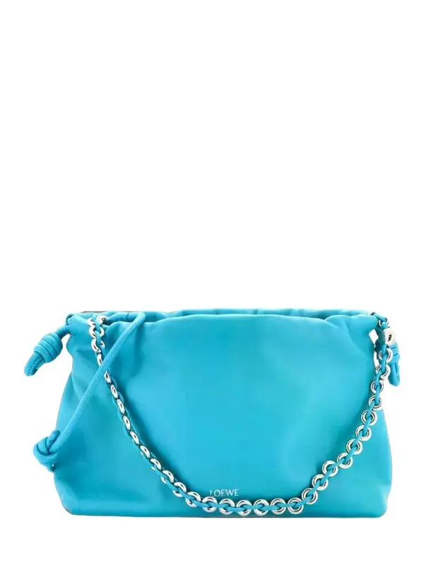 Loewe Flamenco Knot Chain Purse Bag Leather Medium Cross Body Shoulder Bag Pouch - Blue