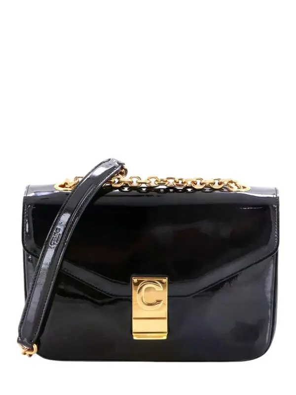 Celine C Bag Patent Medium Shoulder Bag - Black