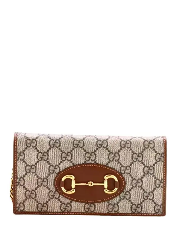 Gucci Horsebit 1955 Chain Wallet Gg Coated Canvas Crossbody Bag - Brown