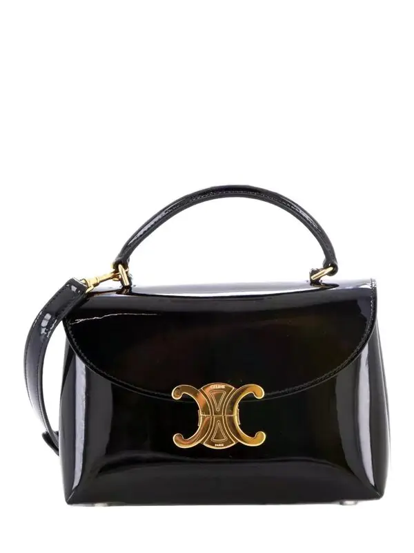 Celine Nino Patent Teen Satchel Top Handle Bag - Black