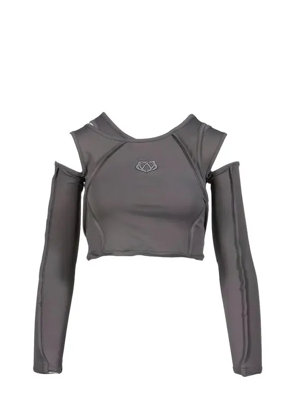 VIVAMUS Layered Cold-shoulder Top - Grey
