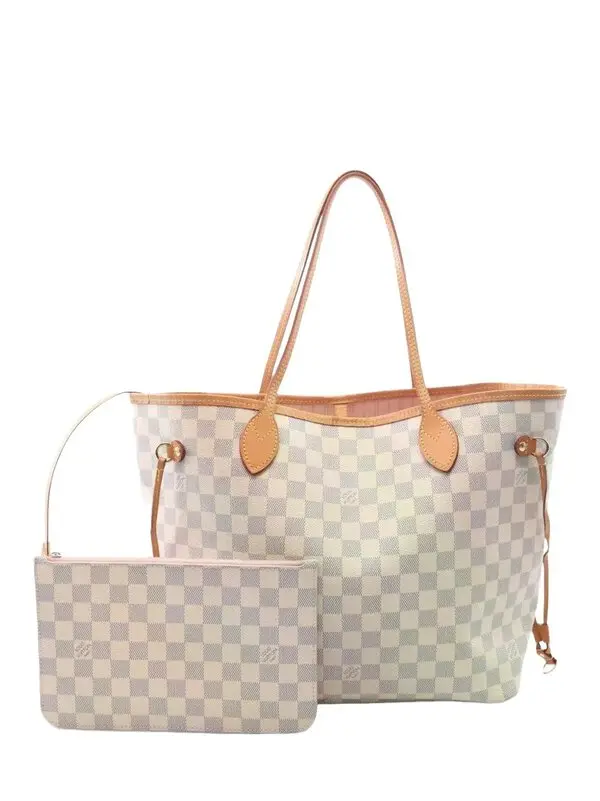 LOUIS VUITTON Neverfull Damier Azur Tote Bag - White