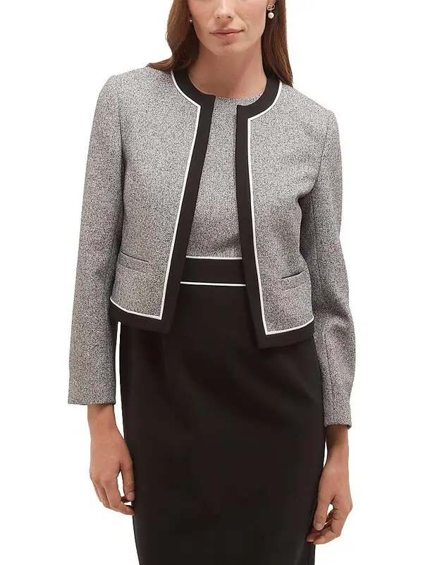 HOBBS LONDON Edie Cropped Open Front Jacket - Navy Ivory