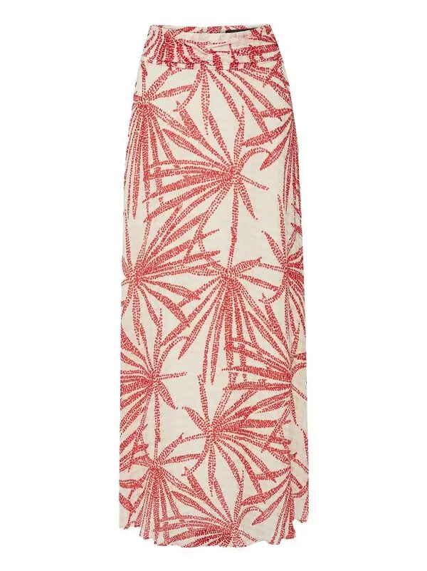 EXQUISE Leaf Print Midi Skirt - Pink