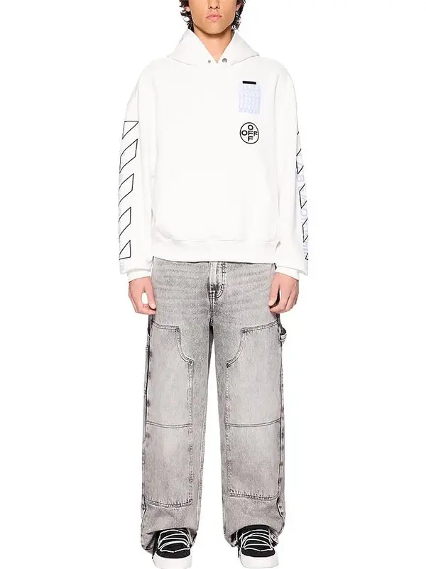 Off-White Cotton Active Logo Graphic Hoodie - White