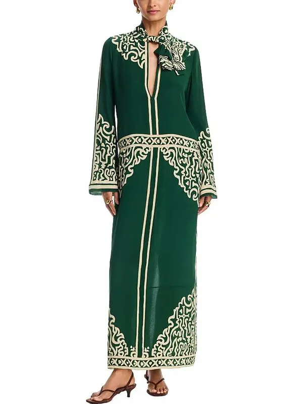 Johanna Ortiz The Windborne Silk Tunic Dress - Green/ecru