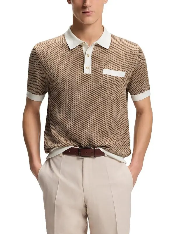 BOSS L-lomato Cotton Blend Knit Polo Shirt - Medium Brown