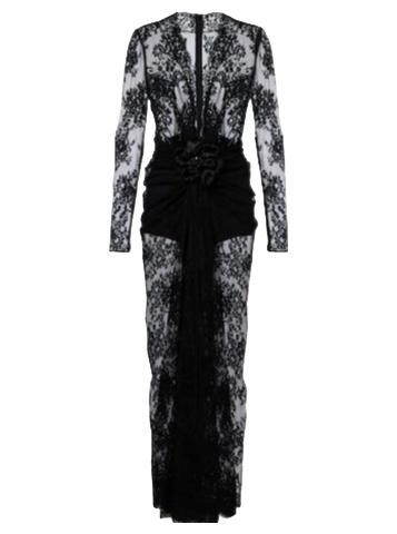 Dolce & Gabbana Gathered Cotton-blend Lace Maxi Dress - Black