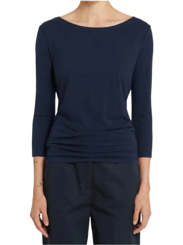 Marella Boat-neck Long-sleeve T-shirt - Black