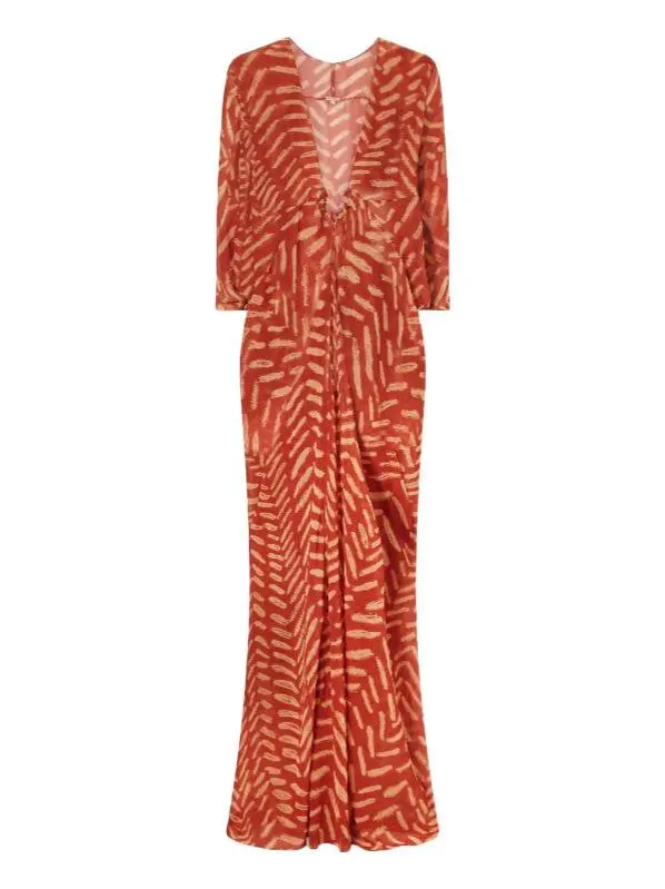 Johanna Ortiz Sensory Tapestry Tunic Maxi Dress - Red