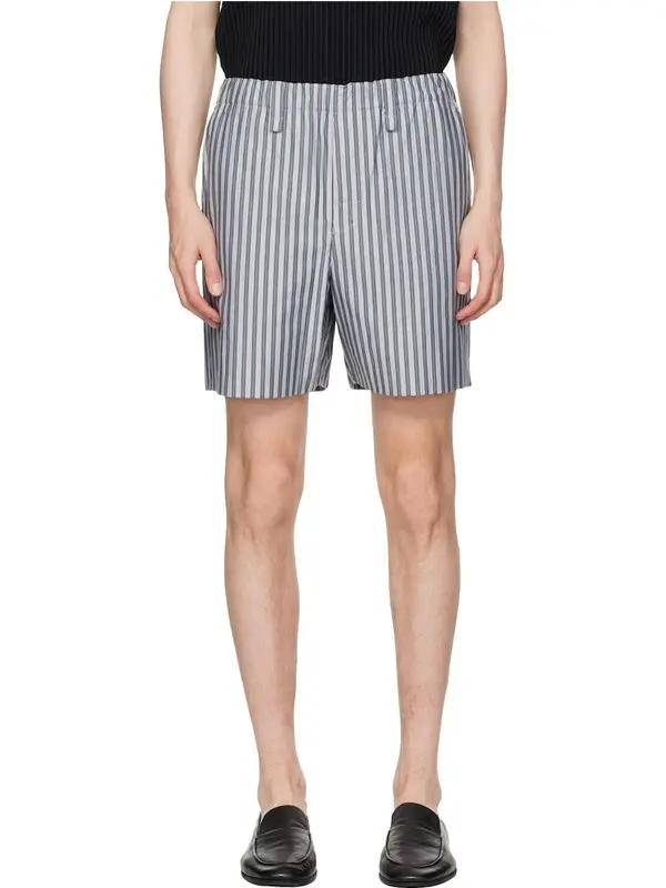 Issey Miyake Striped Jersey Shorts - Blue