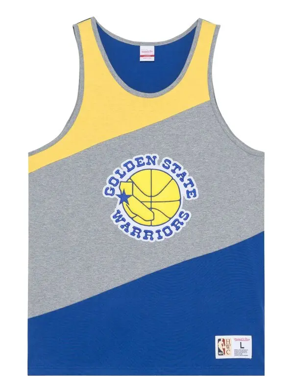 Mitchell & Ness X Nba Hwc Colorblocked Cotton Tank 'golden State Warriors - Grey/blue/yellow