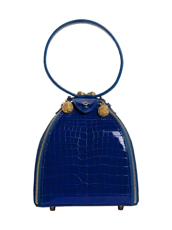 ETHAN K Crocodile Leather Duchess Top-handle Bag - Blue