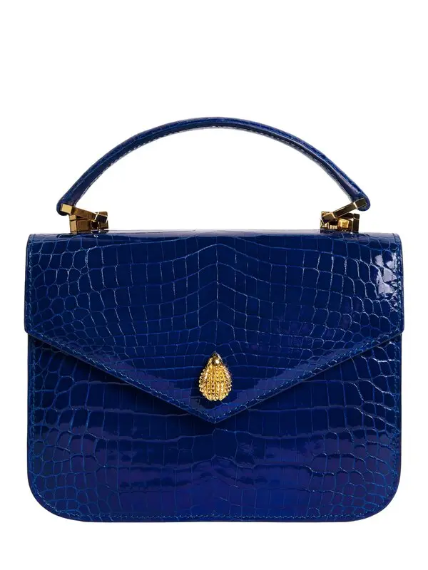 ETHAN K Crocodile Leather Infinity Top-handle Bag - Blue
