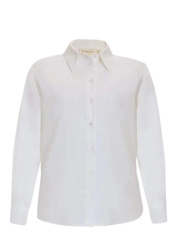 EXQUISE Neutrals Inara Shirt Buttoned Woven Shirt Ecru - Beige