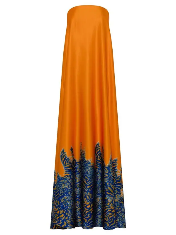 BELYED HANDCRAFT Yasmine – Strapless Silk Maxi Dress Belyed - Orange